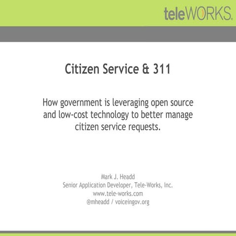 Citizen service & 311 | PPT