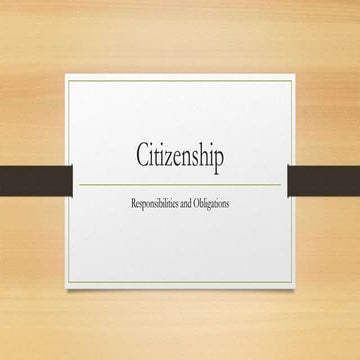 Citizenship Rights, Responsibilities & Obligations/Duties | PPTX
