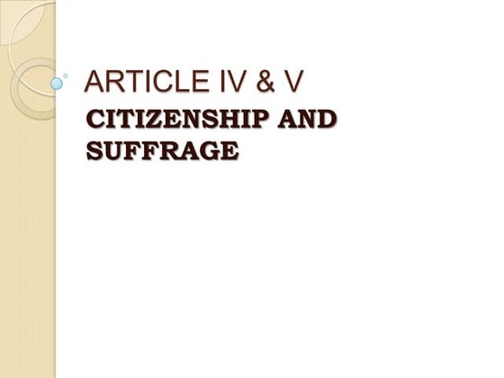 SUFFRAGE: ARTICLE 5 | PPT | Elections | Politics