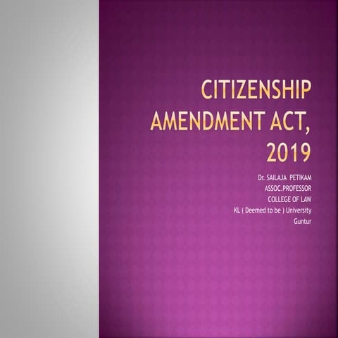 Citizenship amendment act, 2019 original | PPTX