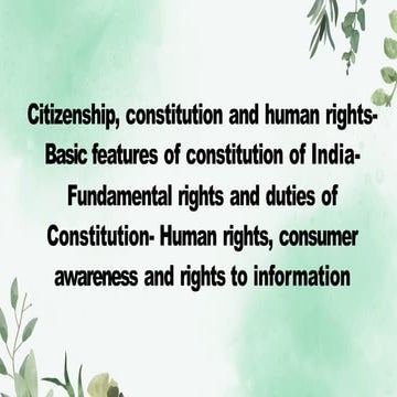 Citizenship, constitution and human rights-Basic features of ...