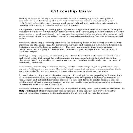 Good Citizen Essay | PDF