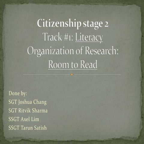 Room to Read : A BB Citizenship Project | PPT