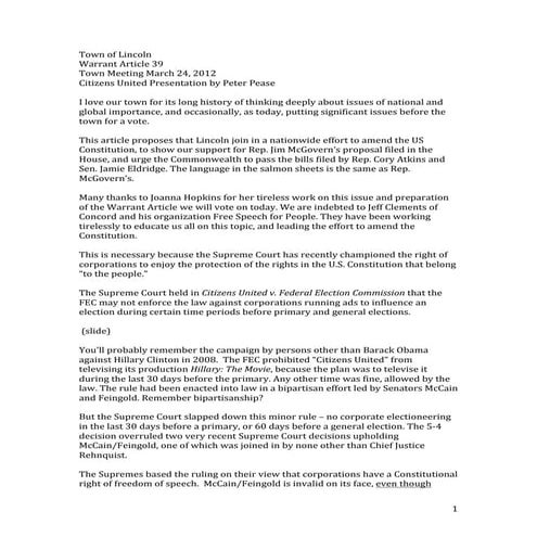 Week 10 Citizens United Ppt