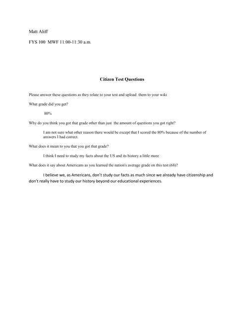 Citizenship test | PDF