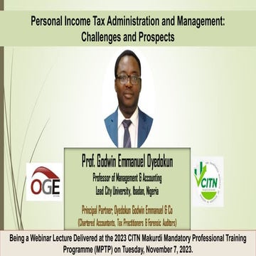 Personal Income Tax Administration and Management Challenges and ...