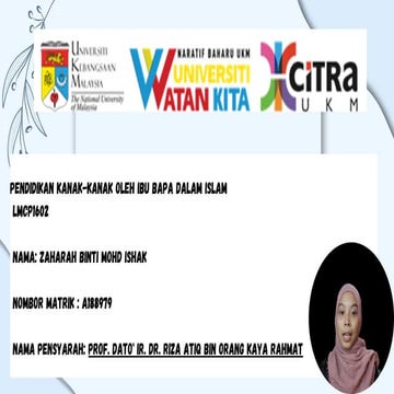 CITRA PROJECT AKHIR LMCP 1602 PENDIDIKAN KANAK-KANAK OLEH IBU BAPA ...