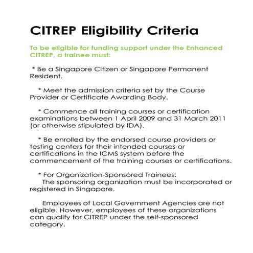 Citrep eligibility criteria | DOCX