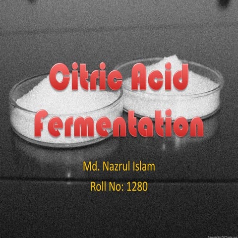 Citric Acid Fermentation | PDF