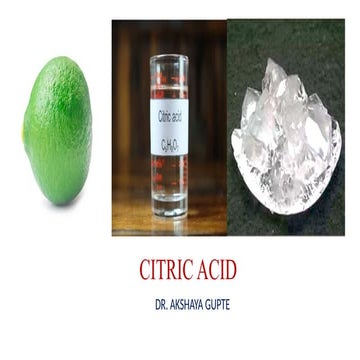 CITRIC ACID production its applications | PPTX