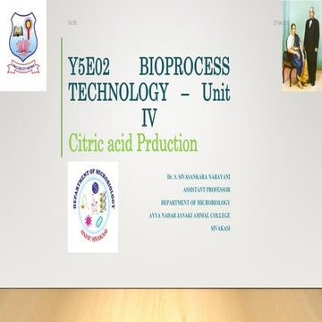 Citric Acid Production | PPTX