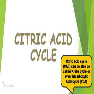 TCA cycle (Tricarboxylic acid cycle) | PDF