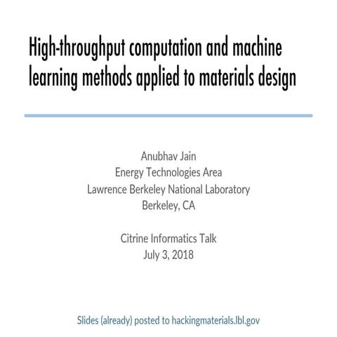 High Throughput Computation And Machine Learning Methods Applied To Materials Design Ppt 0740