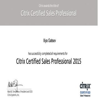 Iliya Gatsev - Citrix Certified Sales Professional ( Year 2015 ) | PDF