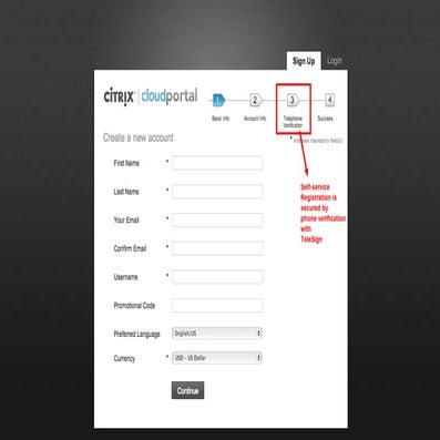 Phone verification-based fraud protection in Citrix CloudPortal using ...