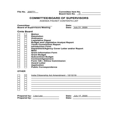 City and county of san fran resolution against caa nrc npr | PDF