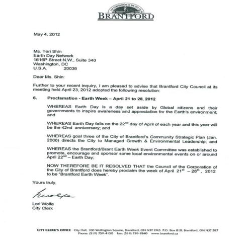 City clerk lori wolfe brantford, on 2012 | PDF