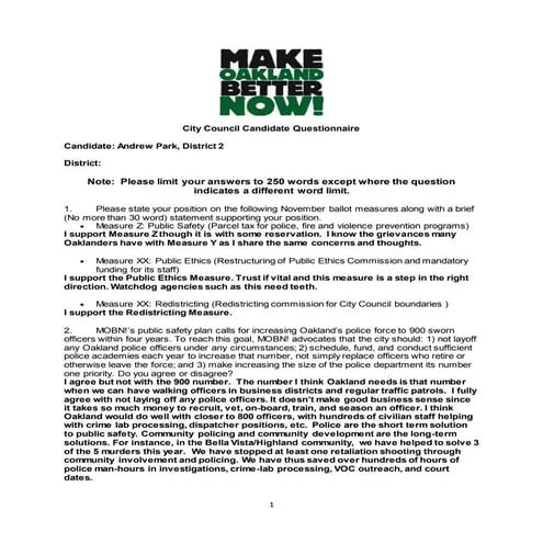 City council candidate questionnaire Andrew Park - D2 | DOCX