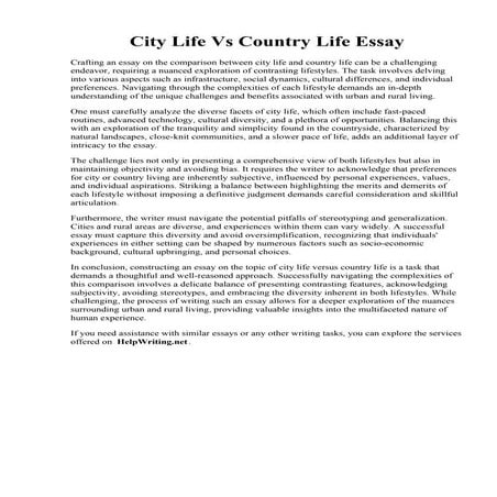 City Life Vs Country Life Essay | PDF