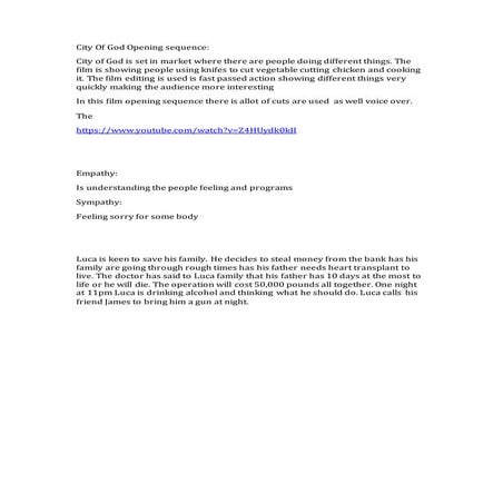 City Of God Opening Sequence | DOCX