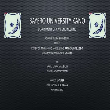 Review On Microscopic Traffic Flow Model Using Artificial Intelligence Vehicles Pptx