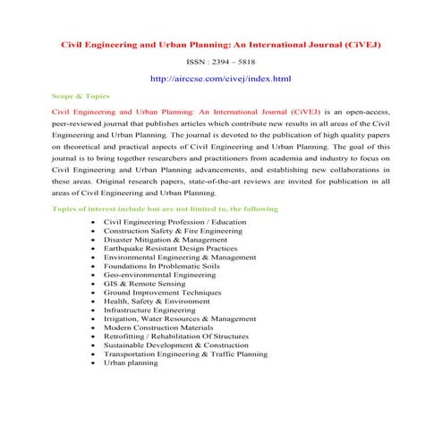 Civil Engineering and Urban Planning: An International Journal (CiVEJ) 2024- CFP.pdf
