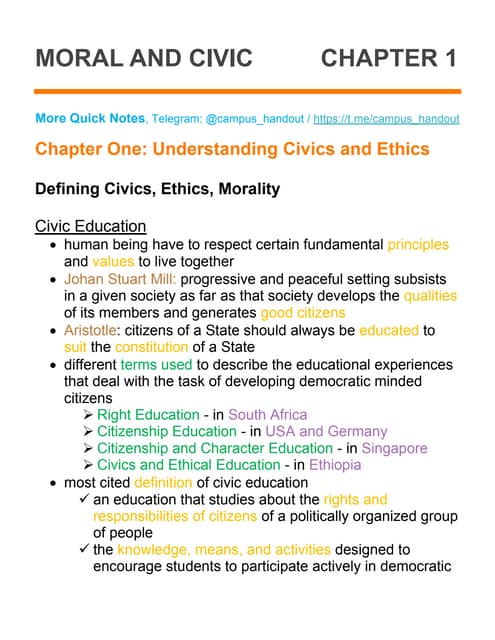 Civic Chapter 2 Short Note .pdf best ppt | PDF