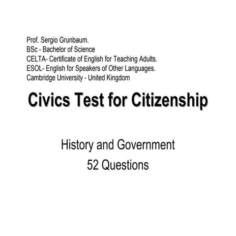 Civics test United States citizenship | PPT