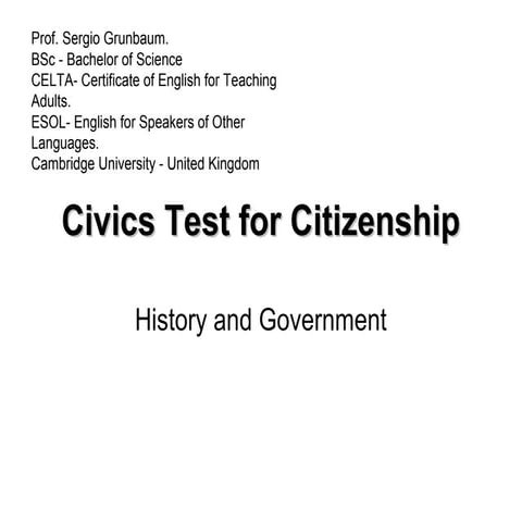 Civics test United States citizenship 2 | PPT