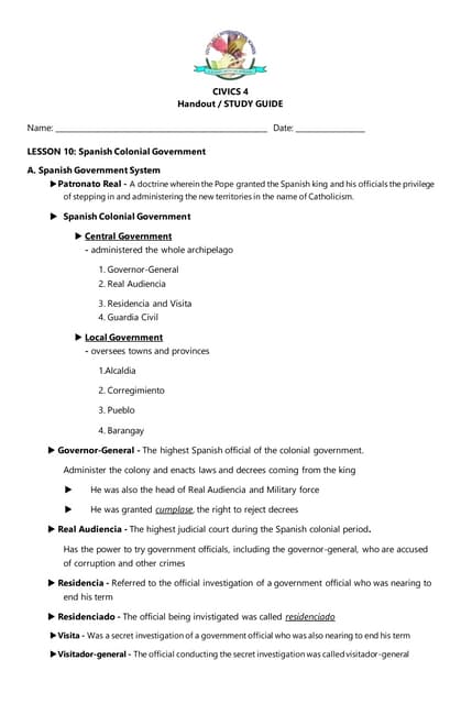 Spanish Colonial Government | PPTX