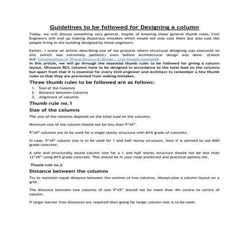 Civil engineering - thumb rule | PDF