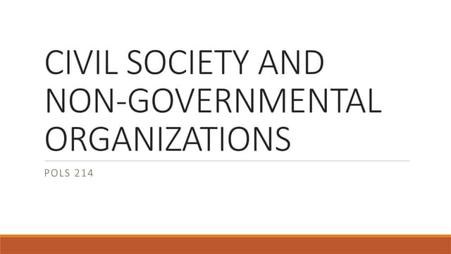 Lesson 11: CIVIL ORGANIZATION AND SOCIAL MOVEMENTS | PPTX