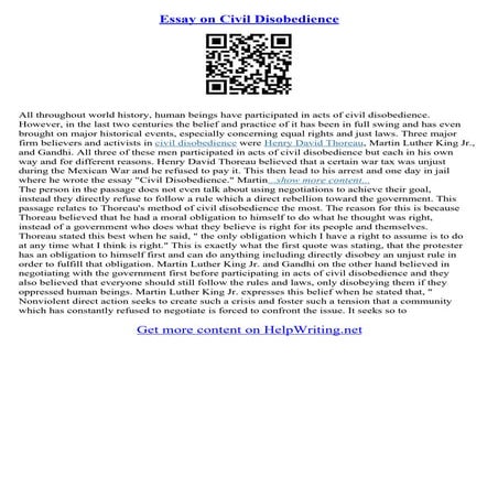 Civil Disobedience Essay | PDF