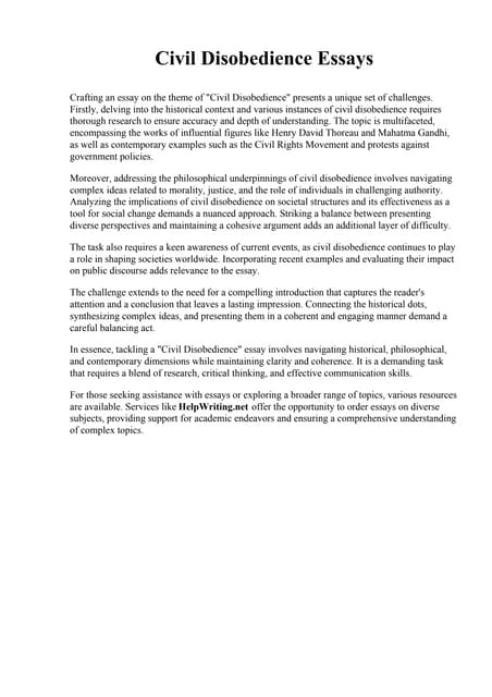 Essay Civil Disobedience | PDF