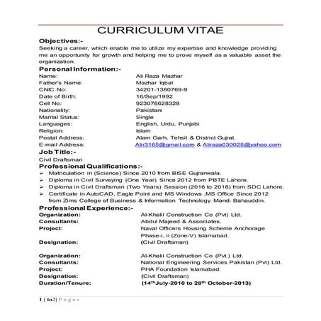 Civil draftsman cv | PDF