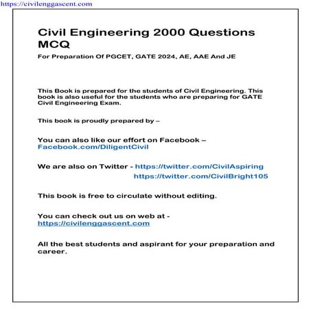 Civil engineering 2000 MCQ Questions for GATE and PGCET.pdf