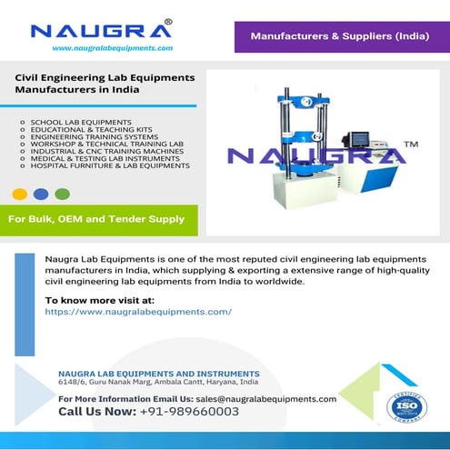 Civil Engineering Lab Equipments Manufacturers in India.pdf