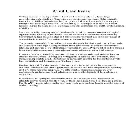 Civil Law Essay. The Civil Rights Act of 1964 - Free Essay Example ...
