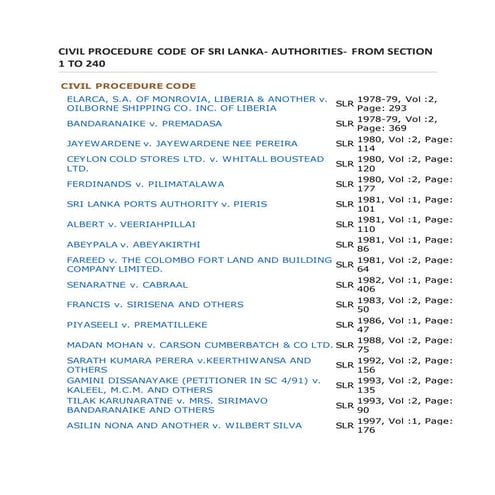 Civil procedure code of sri lanka 1 240 | DOCX