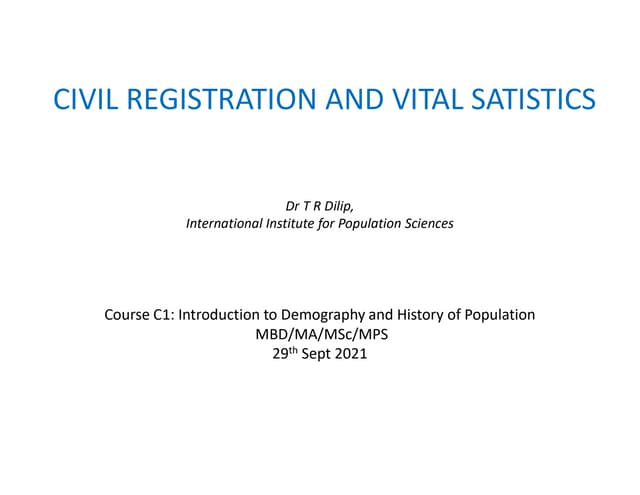 SAMPLE REGISTRATION SYSTEM (SRS) INDIA | PPTX