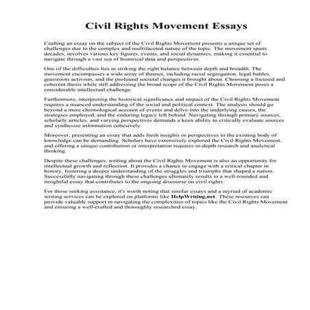 Civil Rights Movement Essays | PDF | Civic affairs | Politics