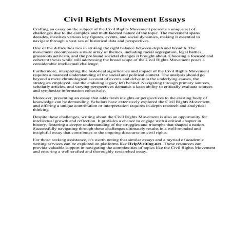 Civil Rights Movement Essays | PDF
