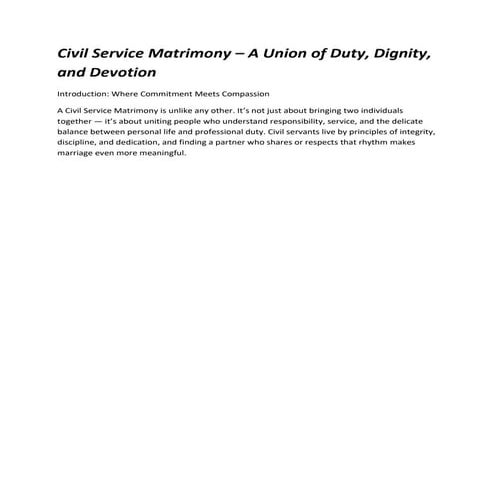 Civil Service Matrimony – A Trusted Platform for Elite Matches | PDF