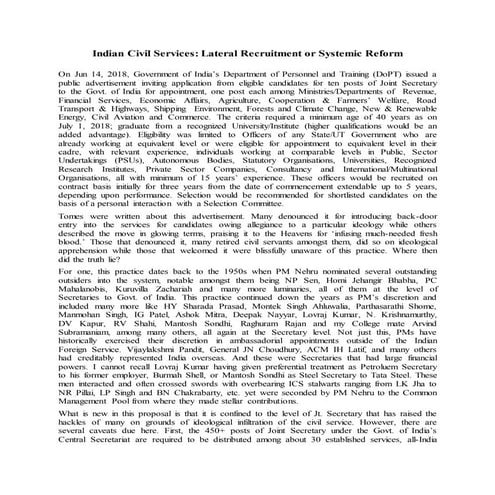 Civil Service Reform in India | DOCX