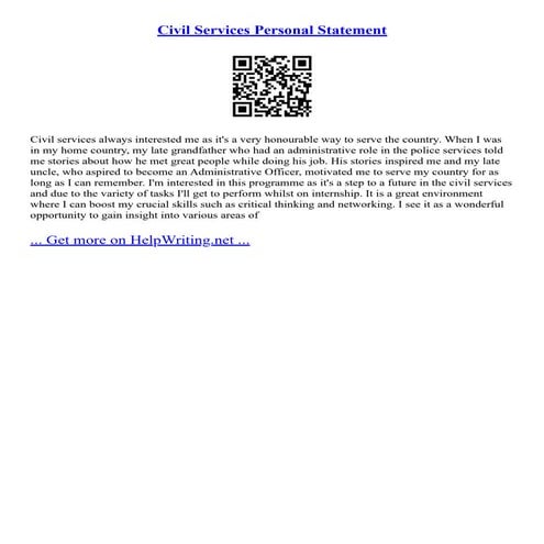Civil Services Personal Statement | PDF