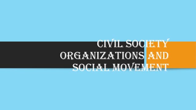Lesson 11: CIVIL ORGANIZATION AND SOCIAL MOVEMENTS | PPTX