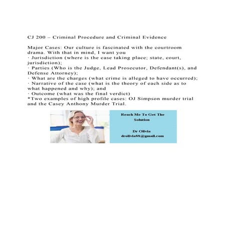 CJ 200 – Criminal Procedure and Criminal EvidenceMajor Cases.docx