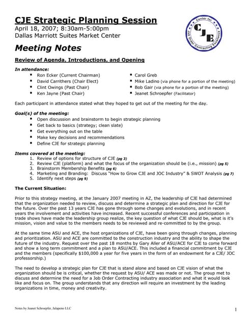Working sessions planning | PDF
