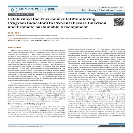 Established the Environmental Monitoring Program Indicators to Prevent ...