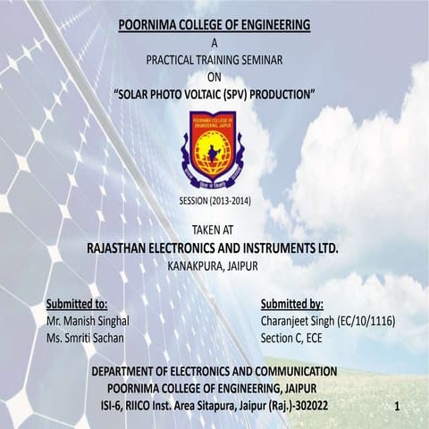 REIL, solar panel production & LG Electronics | PPTX